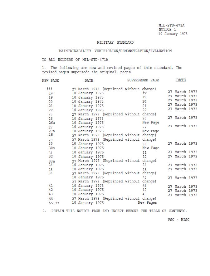 MIL STD- Maintainability Verification, Demonstration, Evaluation | SE Goldmine